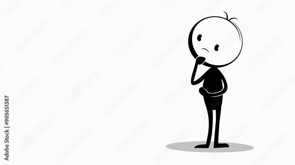 A Stick Figure Person With a Ponderous Expression on Their Face Holding ...