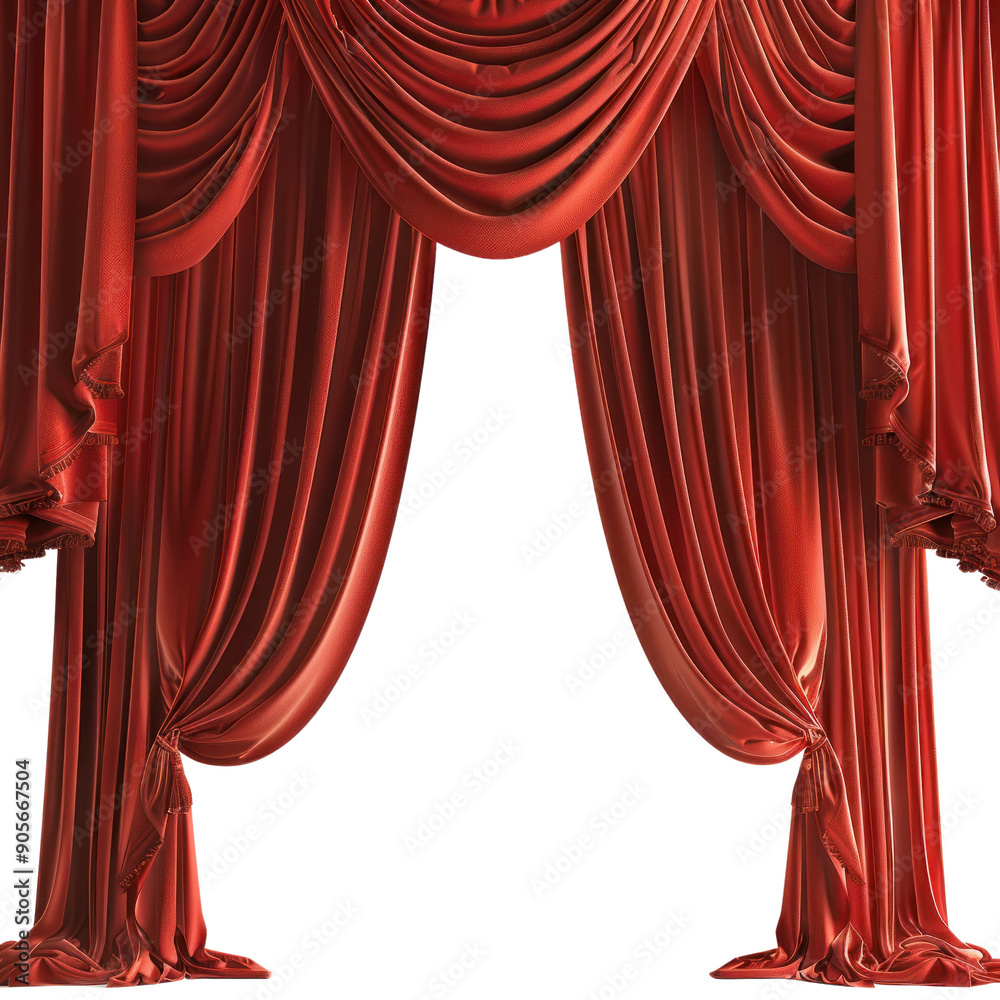 Elegant red theater curtain draped gracefully, perfect for stage ...