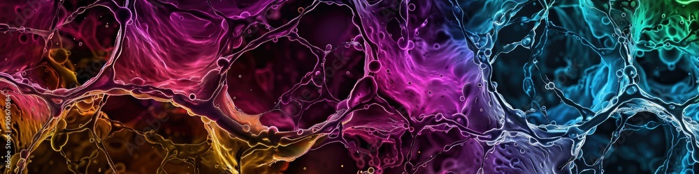 Neuron cell body structures shown in false color transmission electron ...