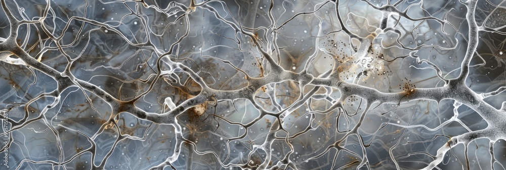 Silver stain revealing Golgi apparatus in Purkinje cells of the ...