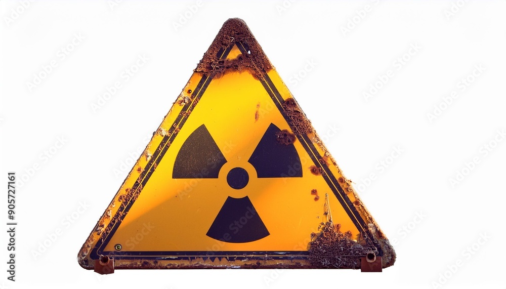 yellow triangular sign grungy style danger sign with radioactive ...