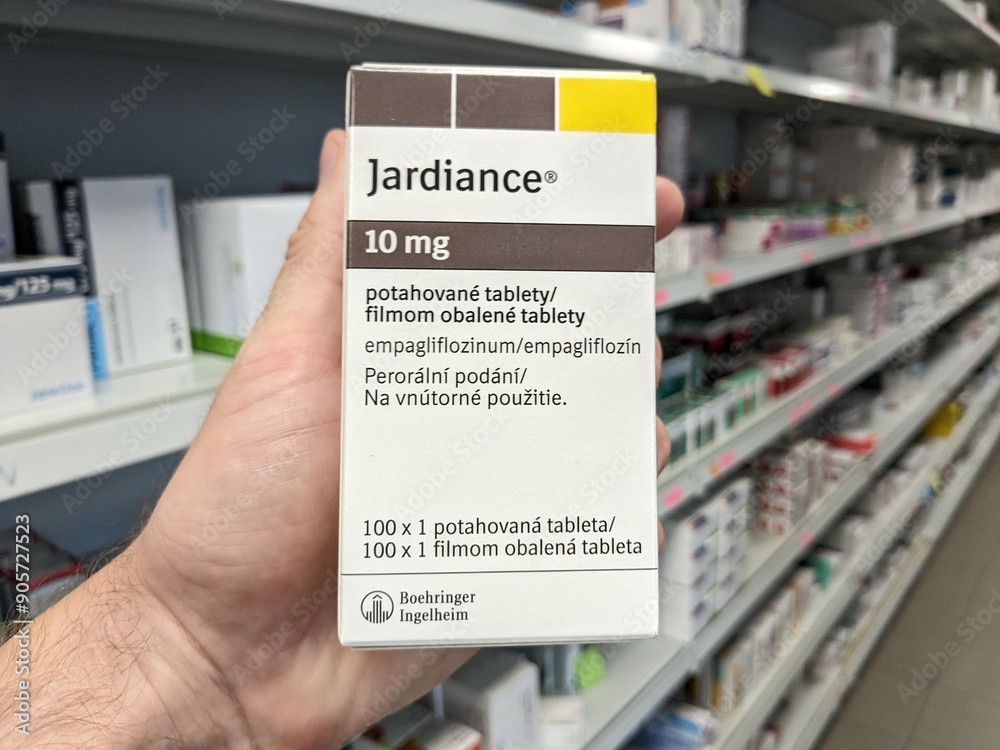 Prague, Czech Republic -August 4 2024: JARDIANCE box of medication with ...