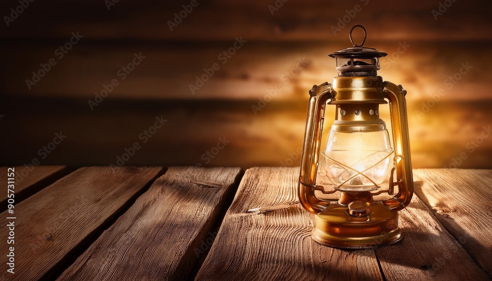 old fashioned vintage kerosene oil lantern lamp burning with a soft ...