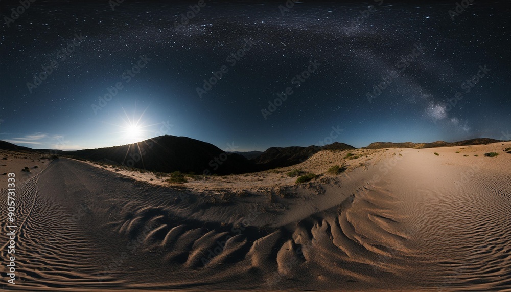 360 degree starry night sky texture night desert landscape ...
