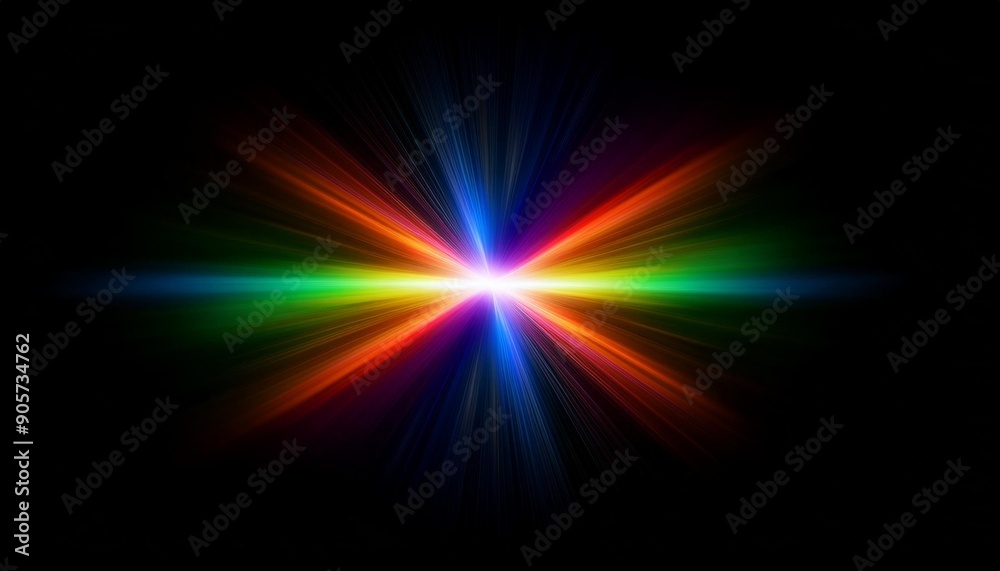rainbow lens flare from a light source star forms rays rainbow frame ...