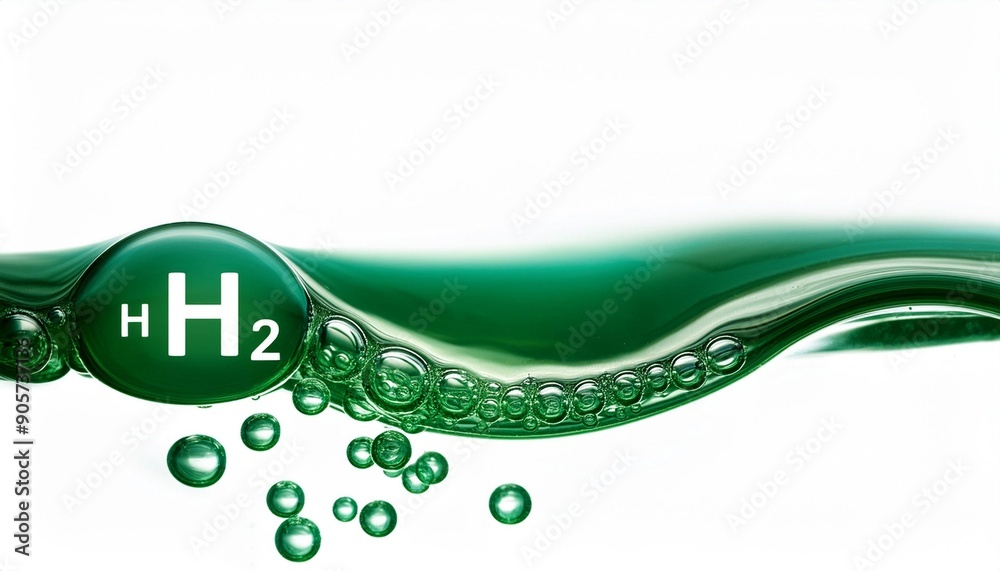 green hydrogen water element bubble artificial reflection isolated on ...