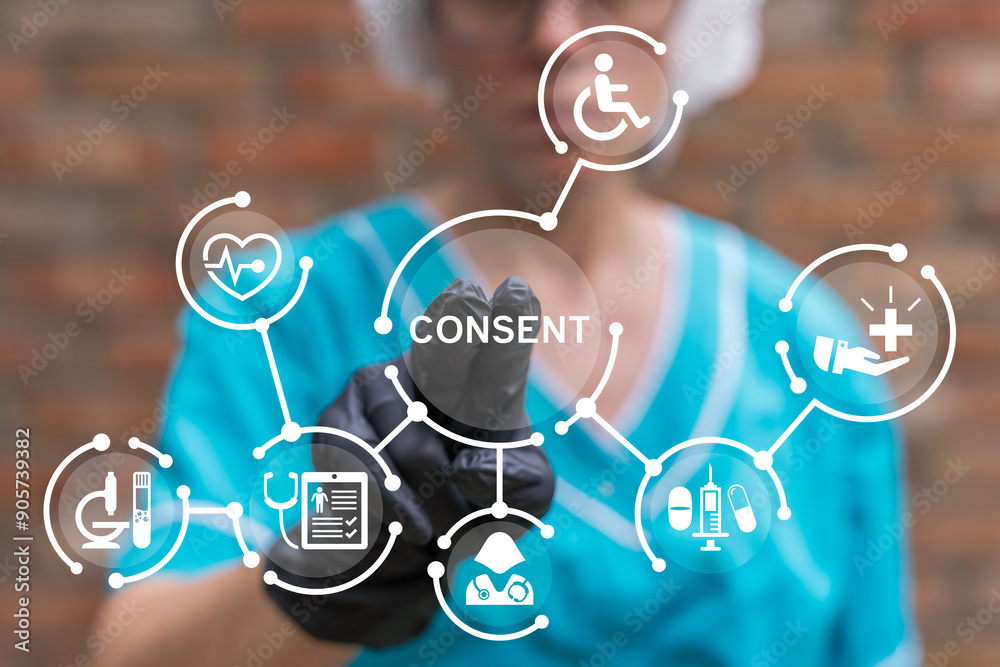 Medical informed consent paper document. Agreement with doctor and ...