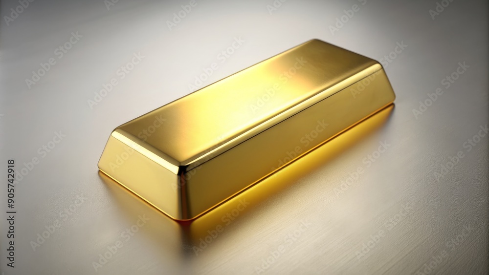 Gold Bar on Grey Background, 3D Rendering, Precious Metal, Wealth ...