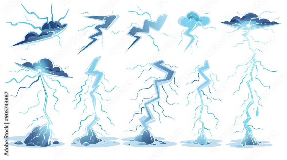 cartoon lightning animation. animated frames of electric strike, magic ...