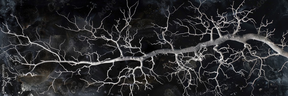Purkinje neuron dendritic tree with dendritic spines on small branches ...