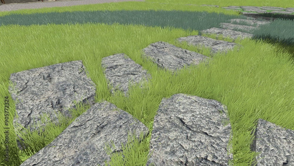 3d image of the landscape design of the home territory. Landscaping of ...