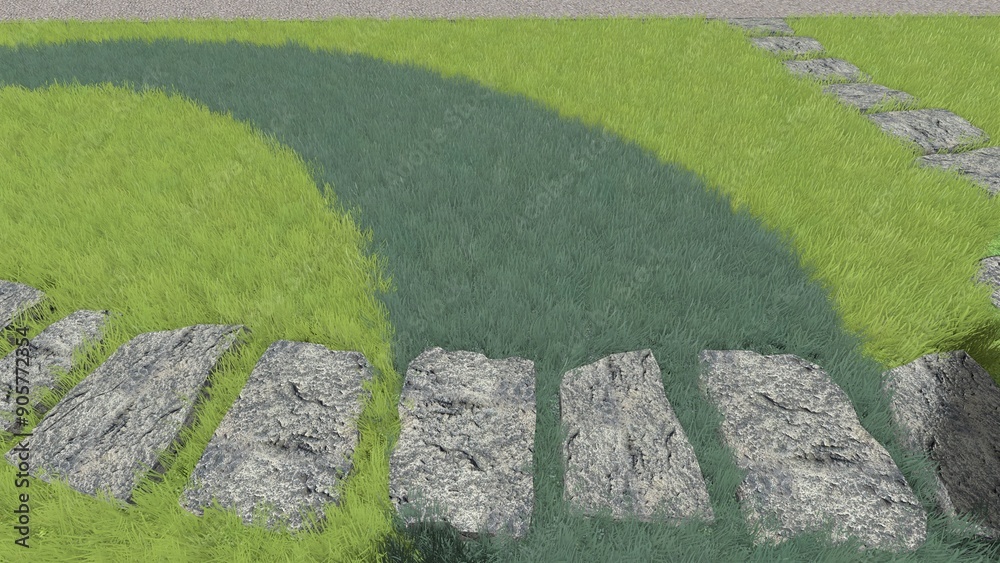 3d image of the landscape design of the home territory. Landscaping of ...