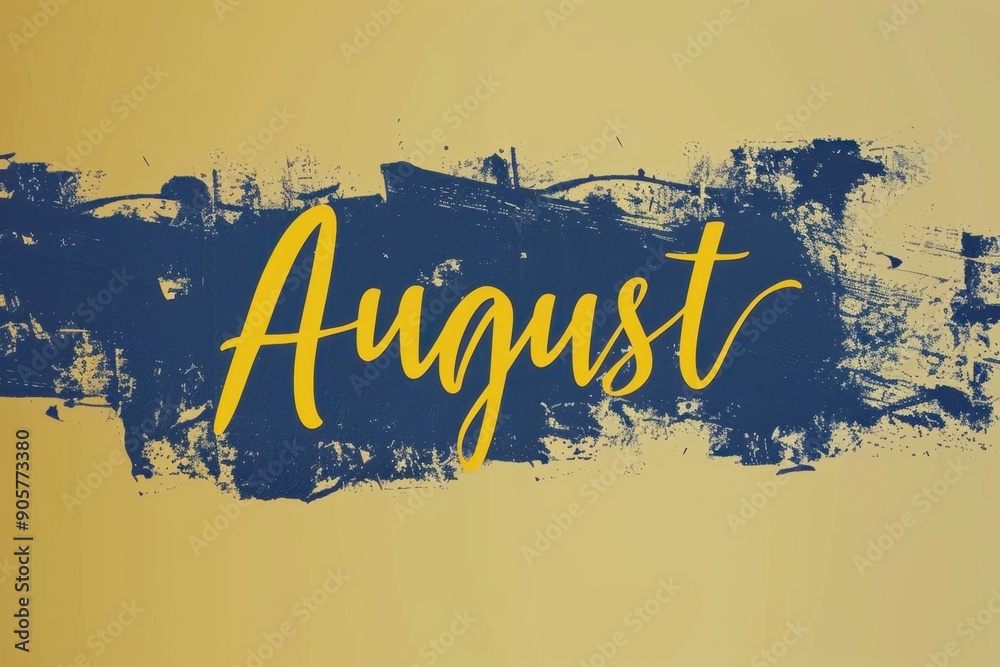 elegant style, with the text "August", solid background, yellow and ...