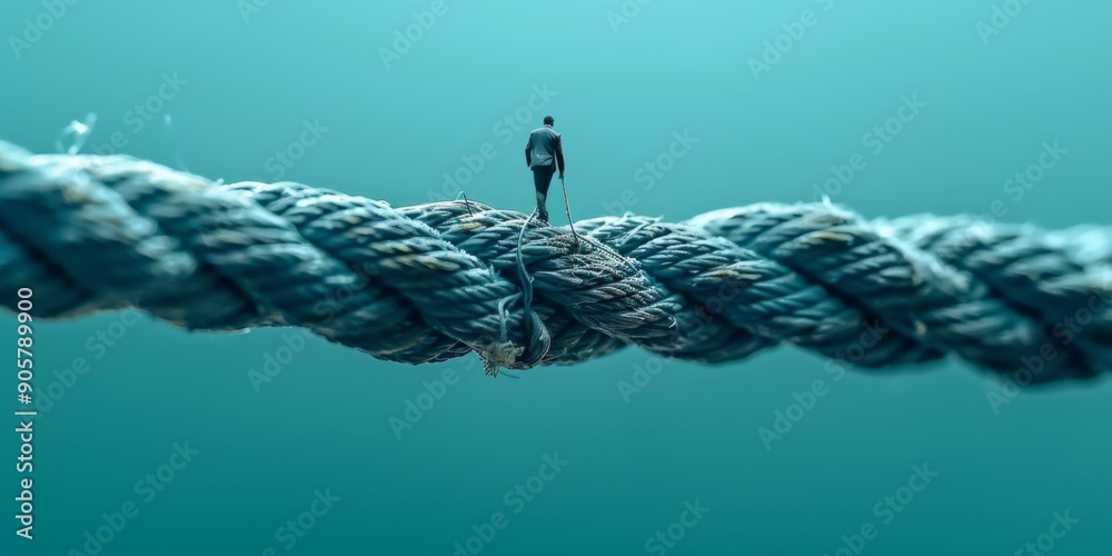 Leadership in Management Depicted as a Leader Organizing Assorted Ropes ...