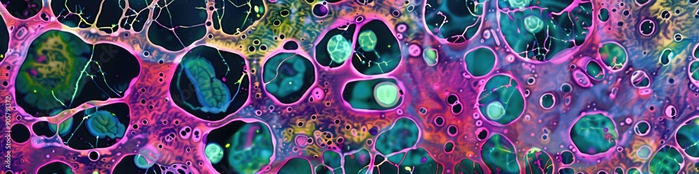 Transmission electron micrograph of neuron and glial cell components ...