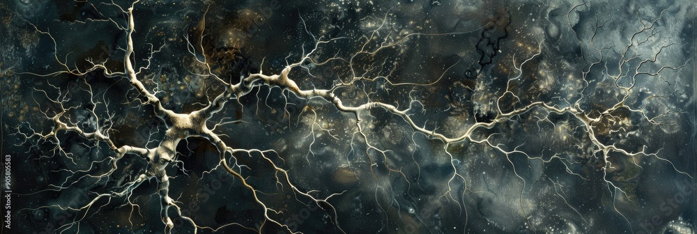 Purkinje neuron dendritic tree with dendritic spines on small branches ...