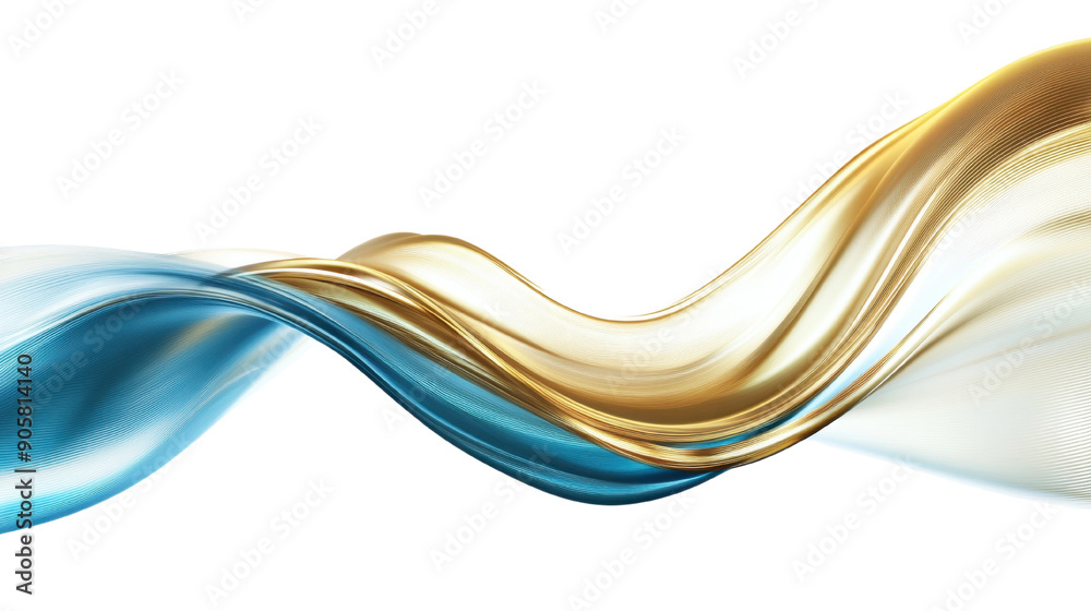 Blue and gold wave abstract design on a transparent background, perfect ...