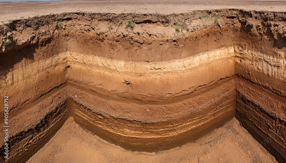 underground earth texture cross section of soil layers panorama Stock ...