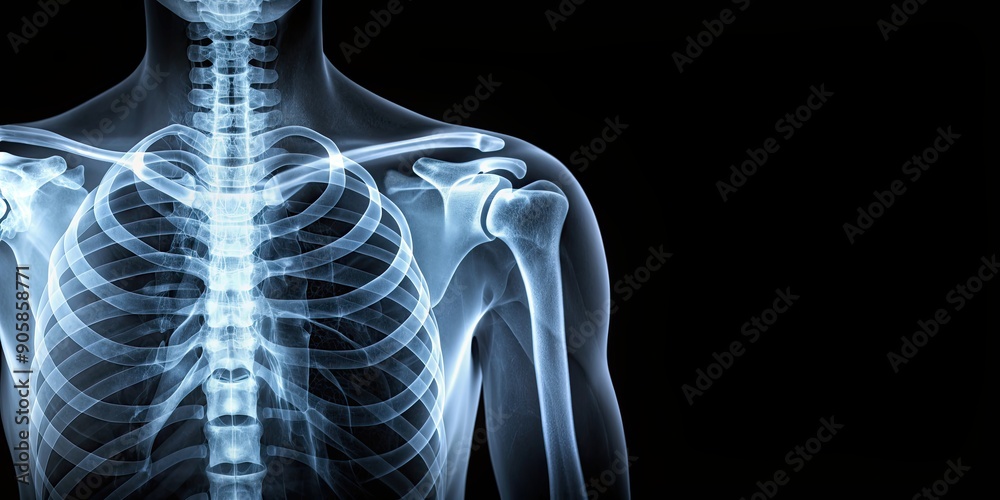 Injured right shoulder and rib cage x-ray radiograph, shoulder, injury ...