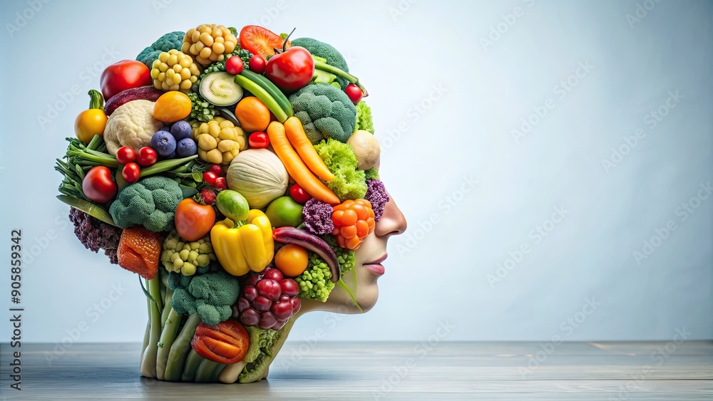 Sculpture made of fruits and vegetables designed to resemble a human ...