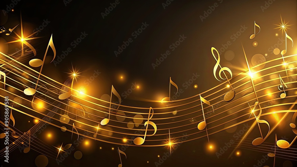 4K widescreen wallpaper background with golden music notes , music ...