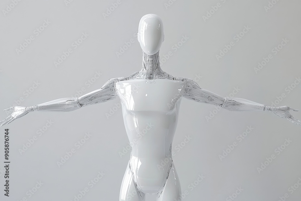 Humanoid robot in a T-pose with a clean white design symbolizing ...