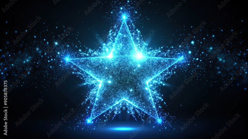 Glowing bluish star particles with faint bloom on black background for ...