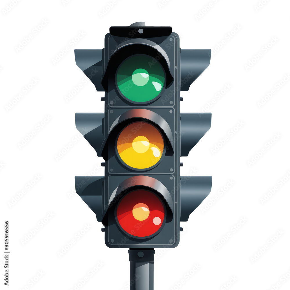 Vector cartoon traffic light on transparent background, PNG resource ...