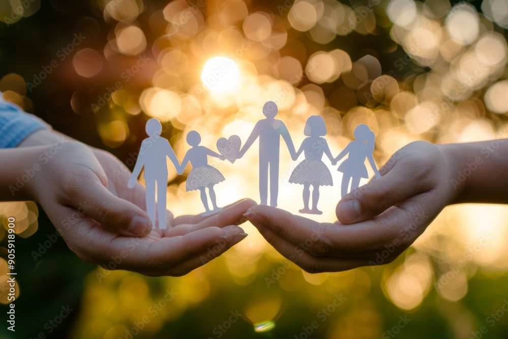 Adults and children holding paper cutouts of family homes, representing ...
