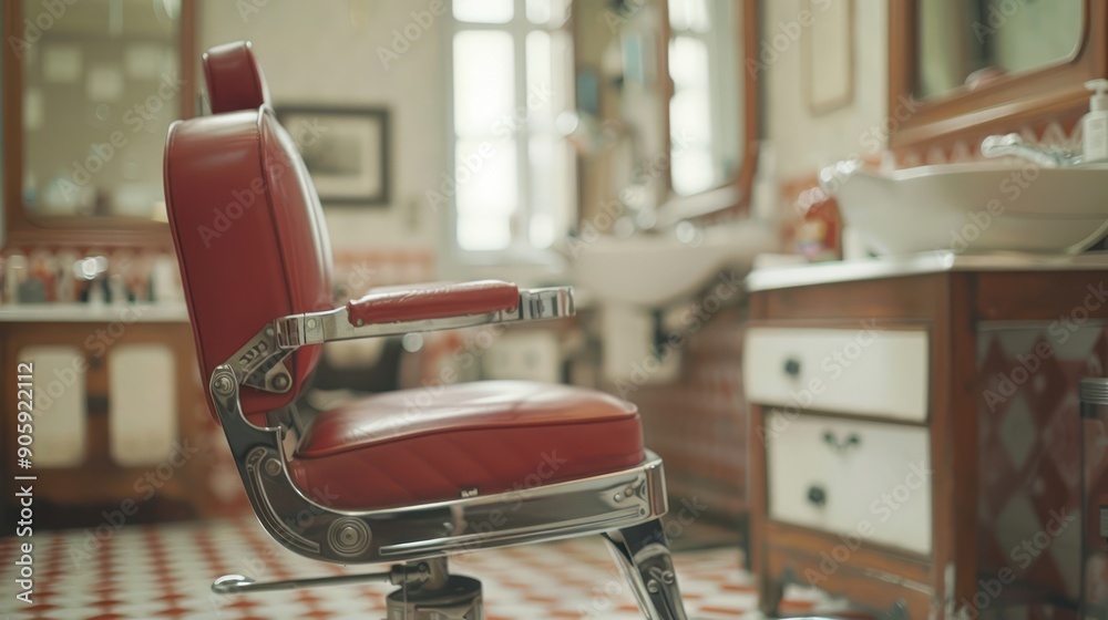 Vintage Barber Shop Chair, Antique Shaving Chair, Classic Hair Salon ...