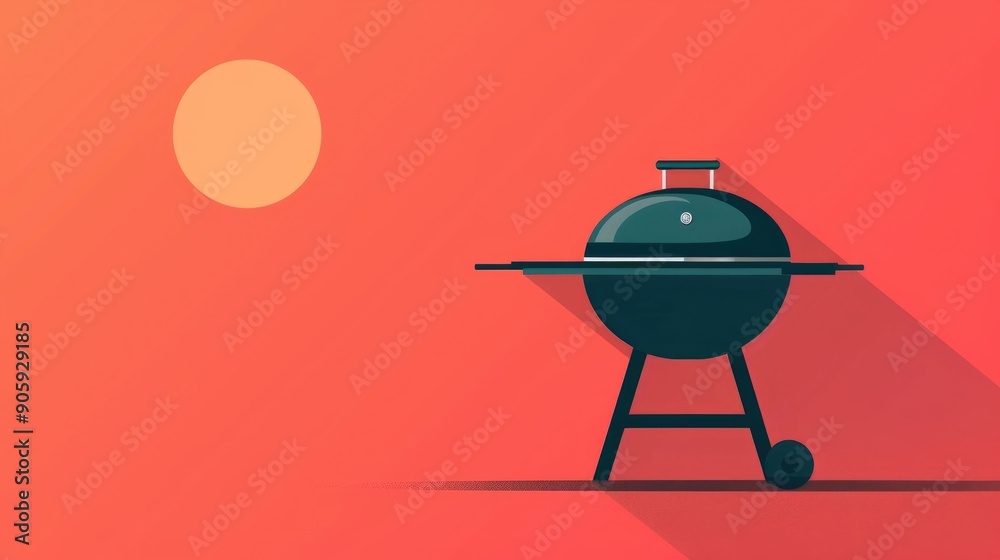 Pastel Colored Barbecue Grill with Clean Lines and Minimalist Design ...