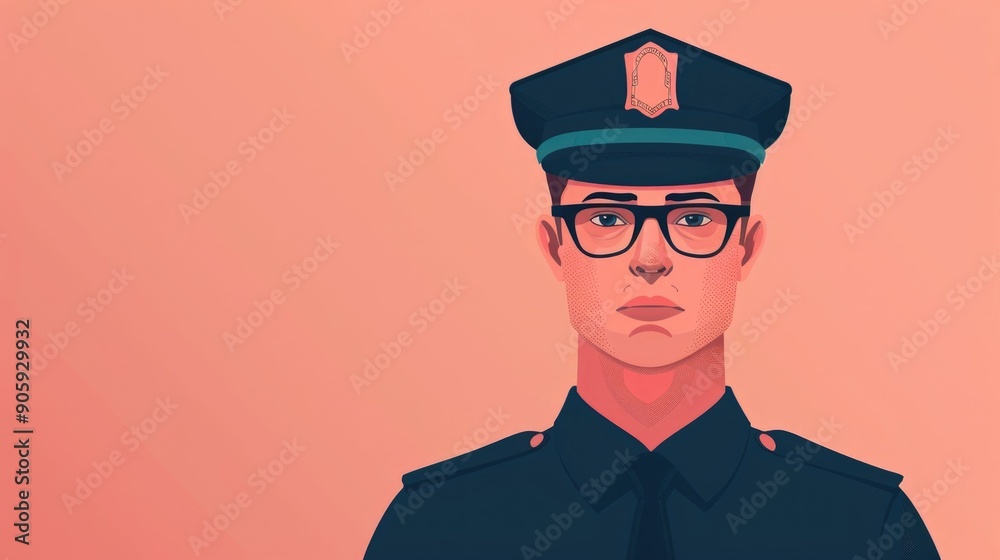 Stylized of a pastel colored police officer uniform with clean lines ...