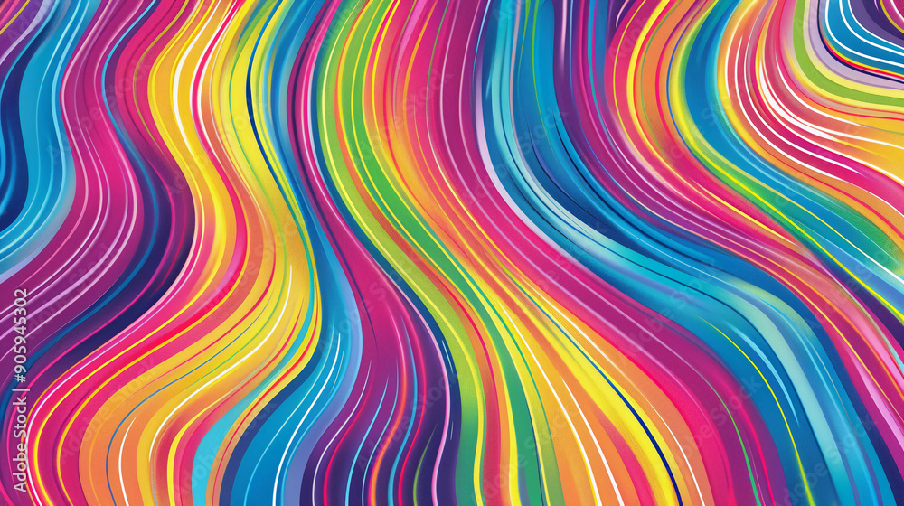 Vector illustration of rainbow psychedelic wave pattern. Rainbow ...
