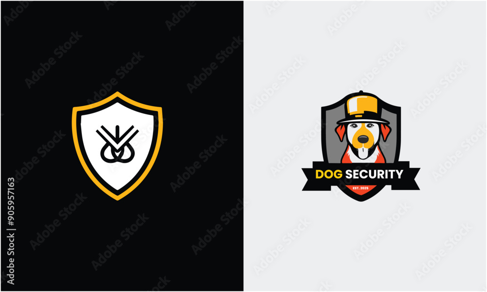 Dog security guard, carton dog safety sign, pet safe police cap ...