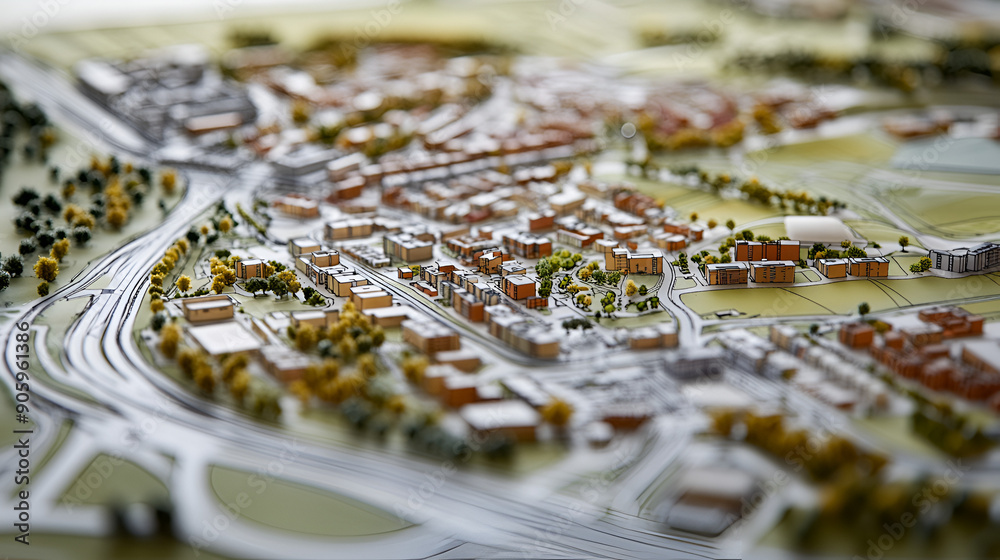 A detailed technical blueprint showcasing urban planning and city ...