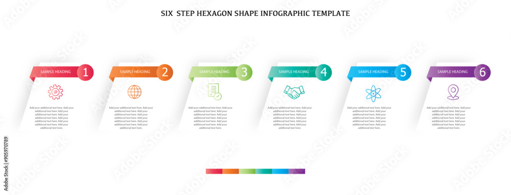 Slant shape six step process flow diagram, six step infographics ...