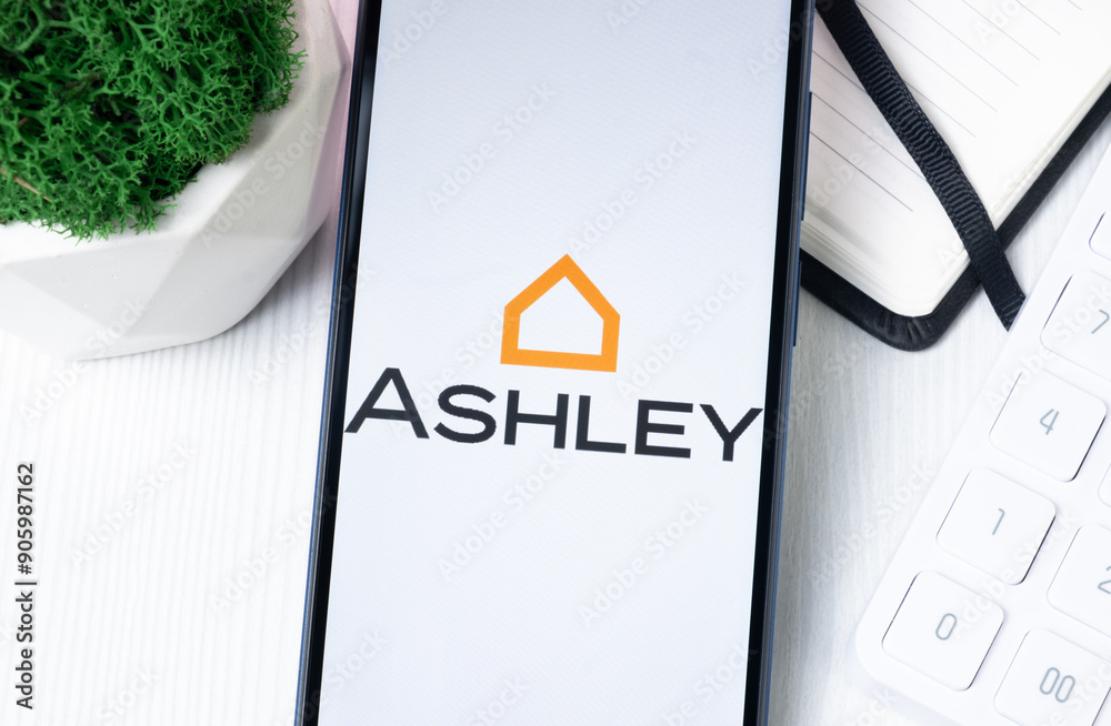 New York, USA - 1 August 2024: Ashley HomeStore Logo on Phone Screen ...