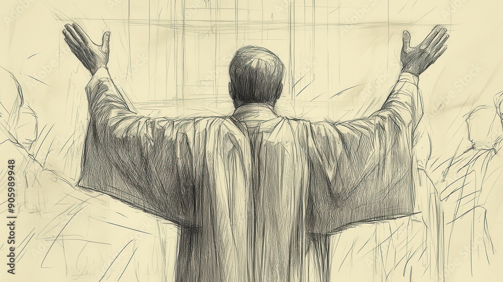 Biblical Illustration of Leviticus: Priest Blessing Congregation After ...