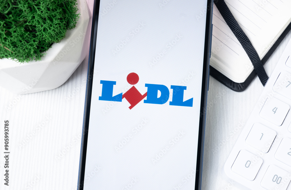 New York, USA - 1 August 2024: Lidl Logo on Phone Screen, Company Icon ...