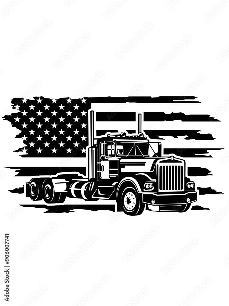 USA Truck Illustration, US Semi Truck Cut File, US Logging Truck ...