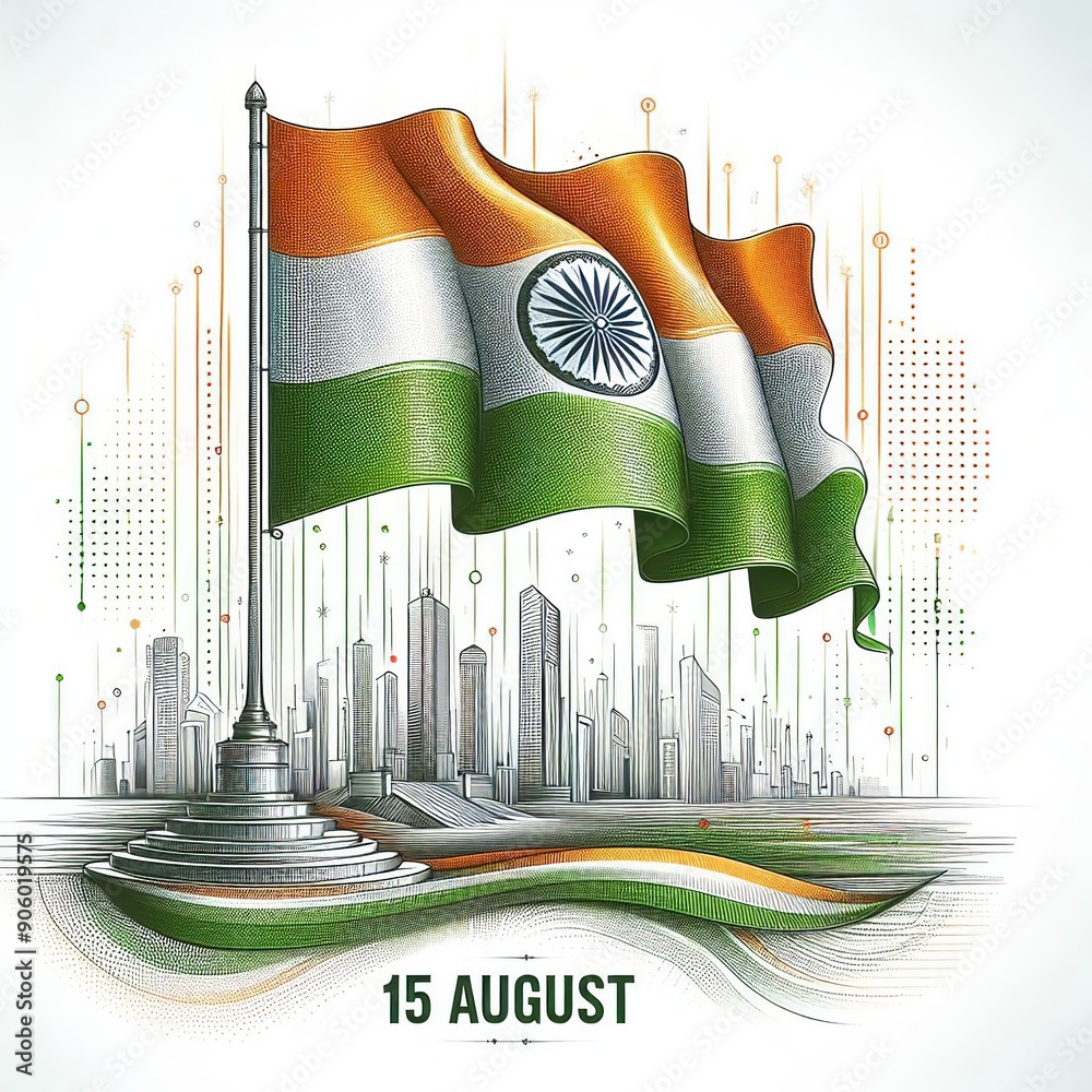 Happy Independence day India, Vector illustration, hindi typography ...