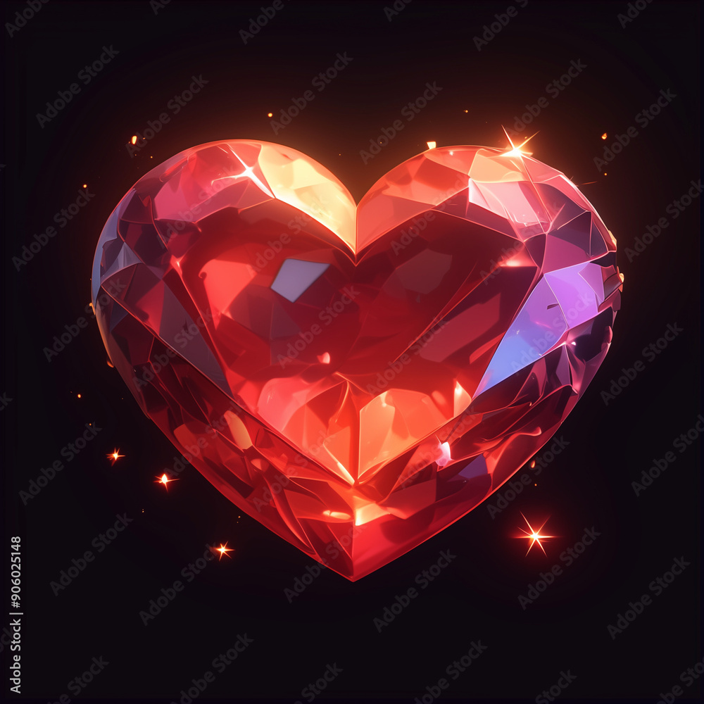 Enchanted Ruby Heart with Brilliant Red Glow and Sparkles Shimmering ...