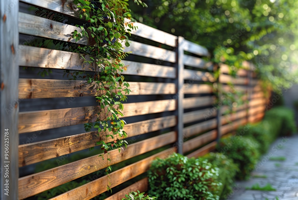Contemporary Wooden Fence Encompassing a Country Cottage, Exuding ...