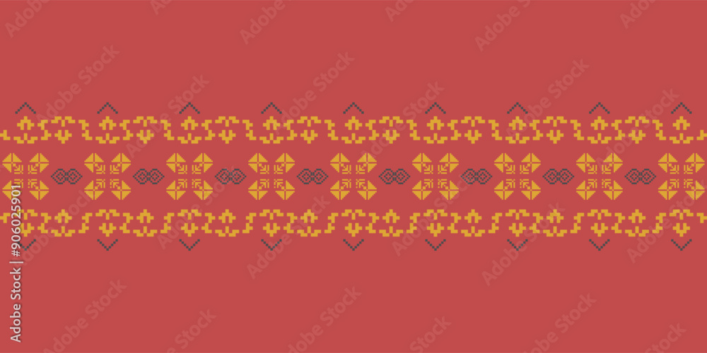 Elegant Textile Border with Floral Motif. Vintage Textile Border for ...