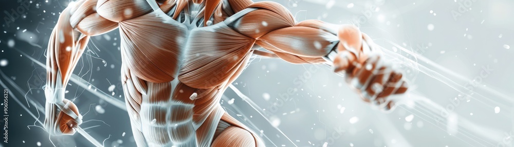 Human muscle system integrating with biomechanical frameworks in motion ...