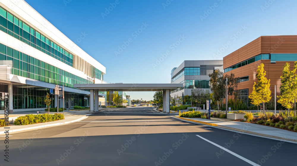 exterior hospital hallway with smooth, shiny floors and stylish ...