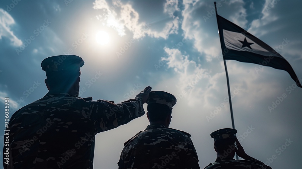 A close-up of a Defence Day flag's fabric texture, bold design ...