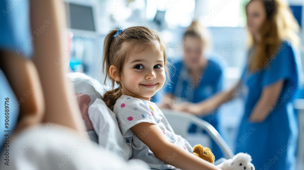 A child-friendly hospital exam room with bright, fun decorations and ...