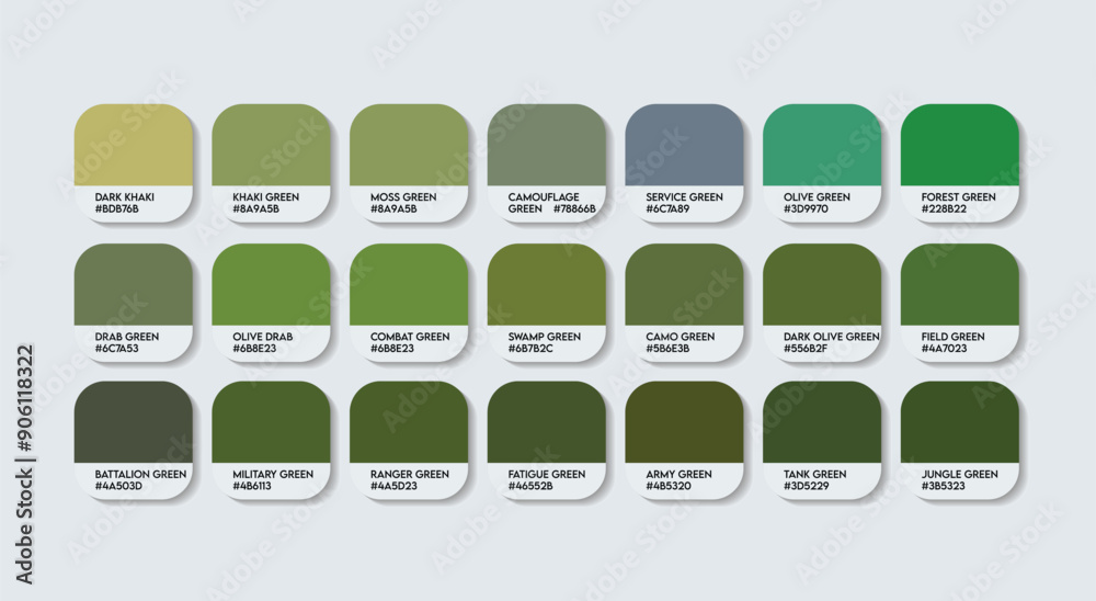 Army Color Palette, Army Color Guide Palette with Color Names. Catalog ...