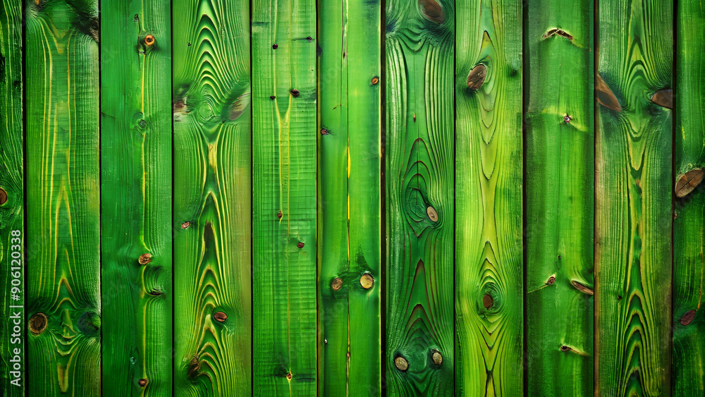 Vibrant green wooden wall with textured planks and varying shades of ...